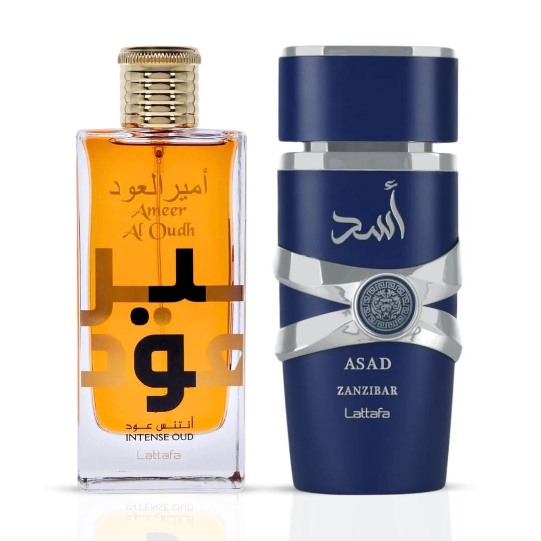 Ameer Al Oudh Intense Oud & Asad Zanzibar Eau De Parfum Sprays 100ml (3 ...