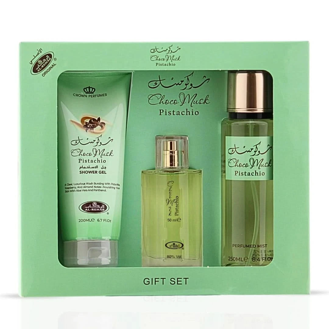 Choco Musk Pistachio 3-Piece Perfume Gift Set by Al Rehab (Gift Set ...