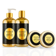 4PCS LUXURY AMBER OUD - Bath & Body Gift Set Magnetic Box By Hamidi | Ultra Moisturizing, Skin ...