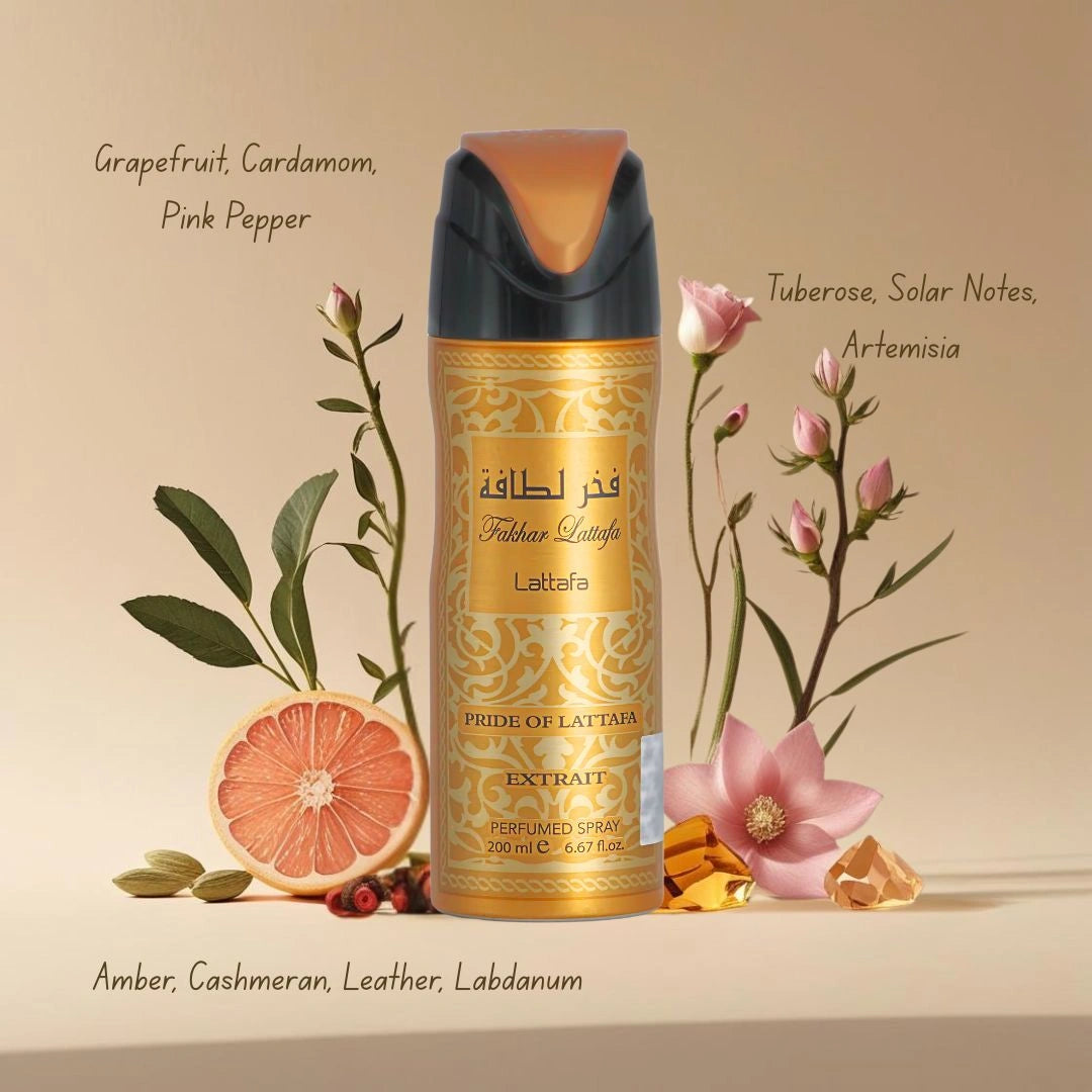 Fakhar Gold Extrait Deodorant 200ml (6.7 oz) by Lattafa | Zest. Spice. Unstoppable Freshness ...