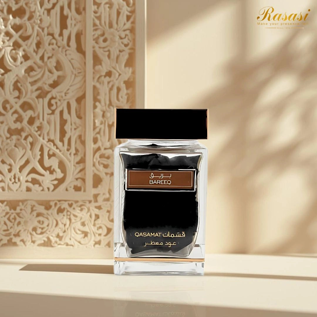 Qasamat Bareeq Oudh Moattar Bakhoor 50g by Rasasi | Intense Oud