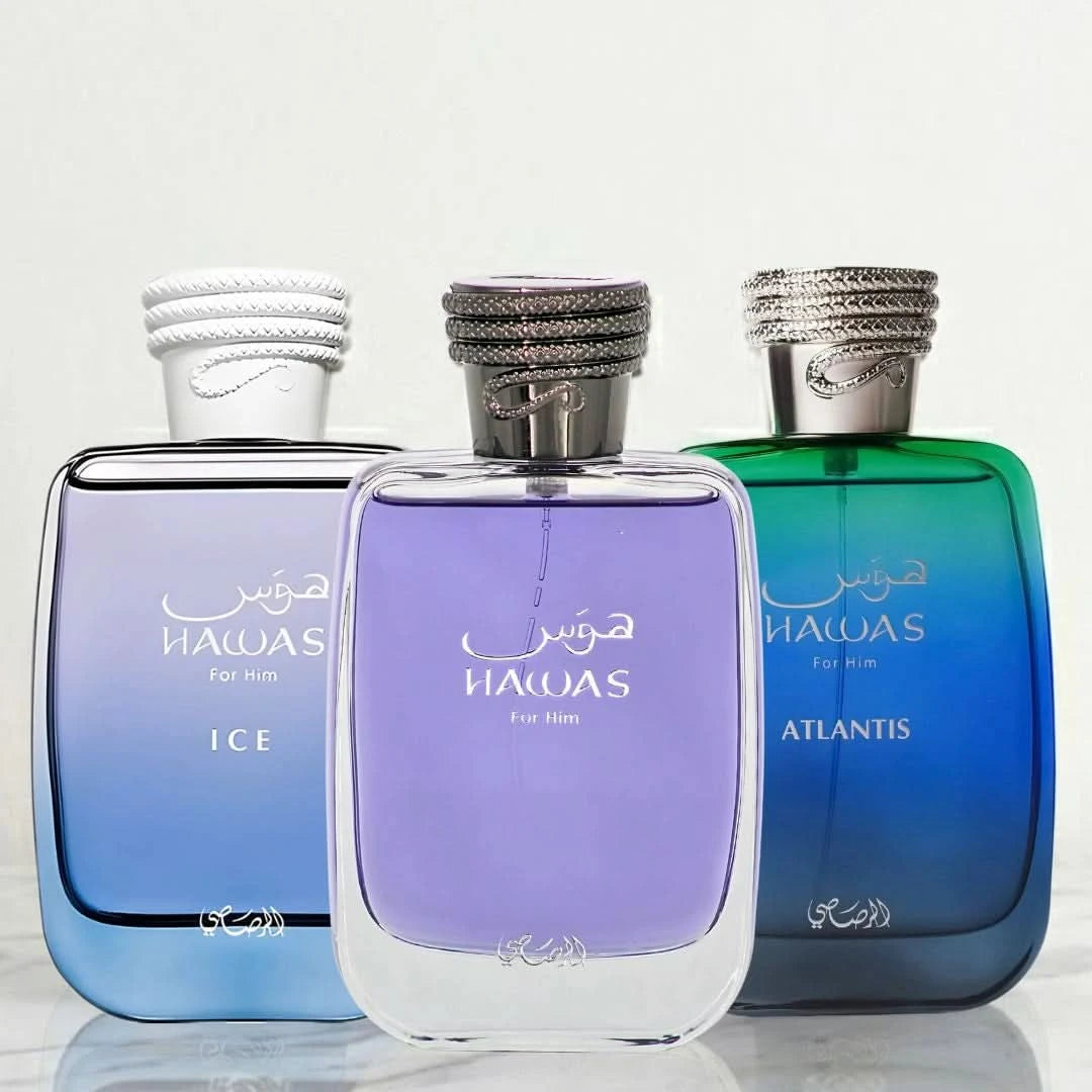 Hawas, Hawas Ice & Hawas Atlantis Eau de Parfum Sprays 100ml (3.4 oz ...