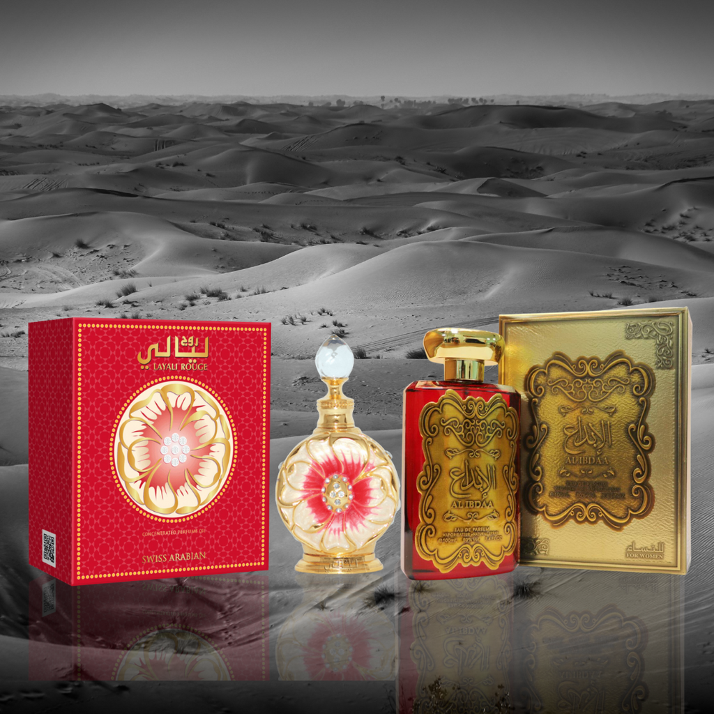 Al Ibdaa Gold EDP-100ML & Layali Rouge Perfume Oil - 15 ML With ...