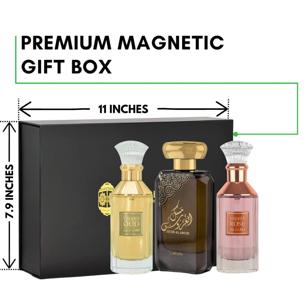 Velvet Rose, Musk Al Aroos & Velvet Oud EDP-100ml with Magnetic Gift ...